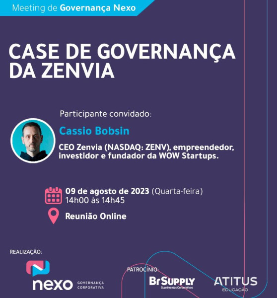 Cassio Bobsin, CEO da ZENVIA, será o convidado do Meeting de Governança